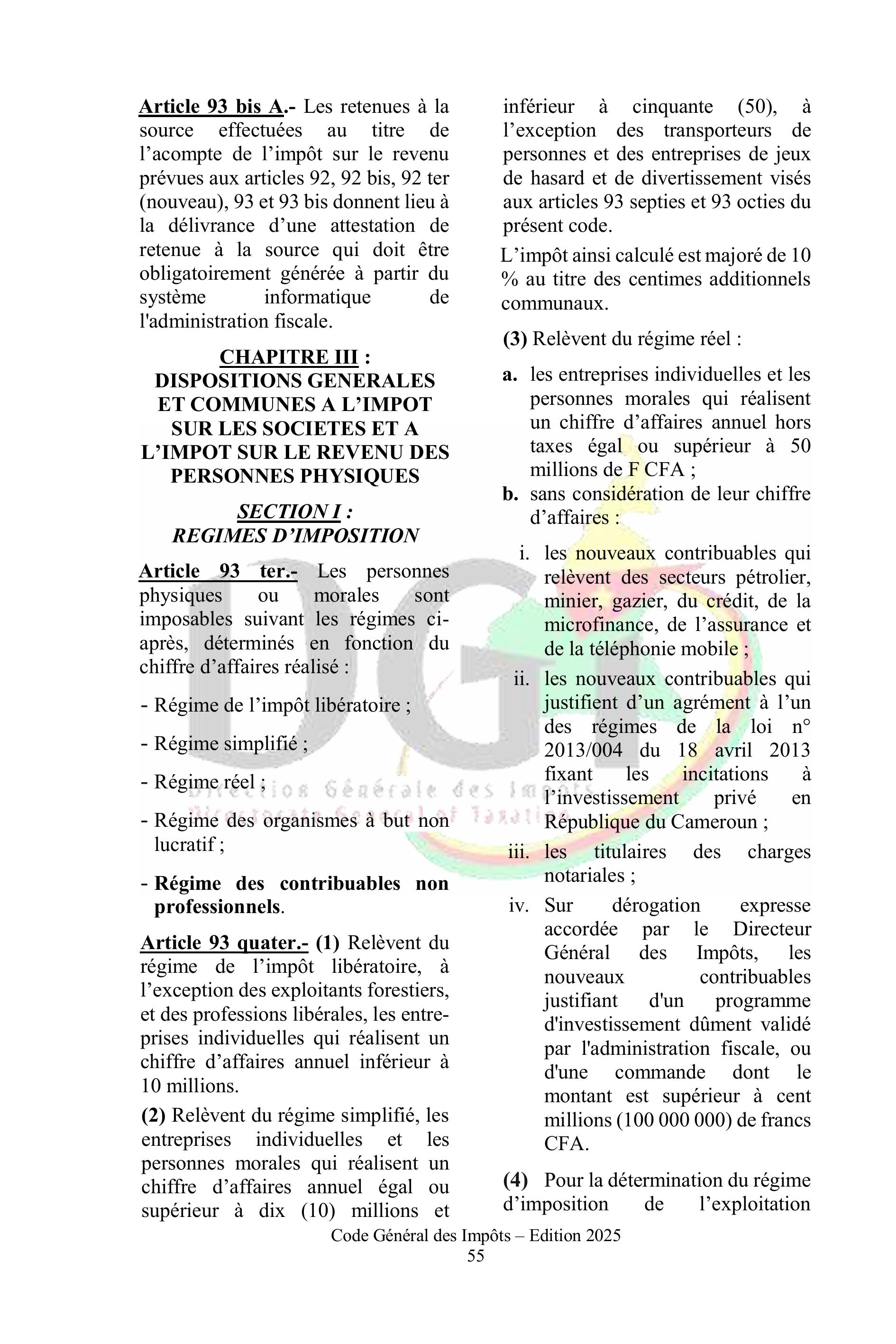 CODE GENERAL DES IMPOTS Mis à jour au 1er janvier 2025 | Direction Générale des Impôts (DGI)